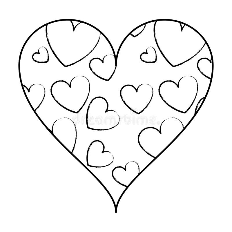 Hearts Inside Heart Frame Sketch Stock Vector - Illustration of ...