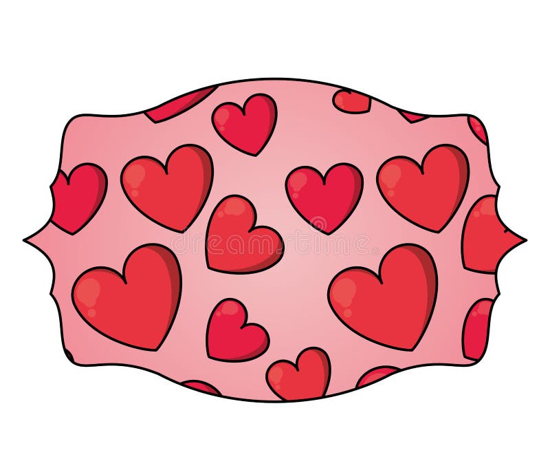 Hearts Inside Heart Frame in Black and White Stock Vector ...