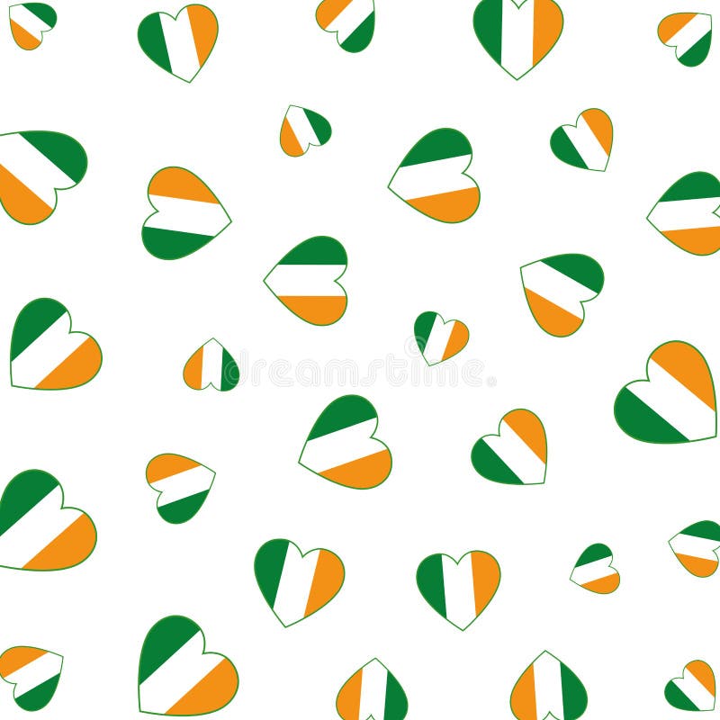 Hearts with Ireland Flags Pattern Stock Vector - Illustration of ...