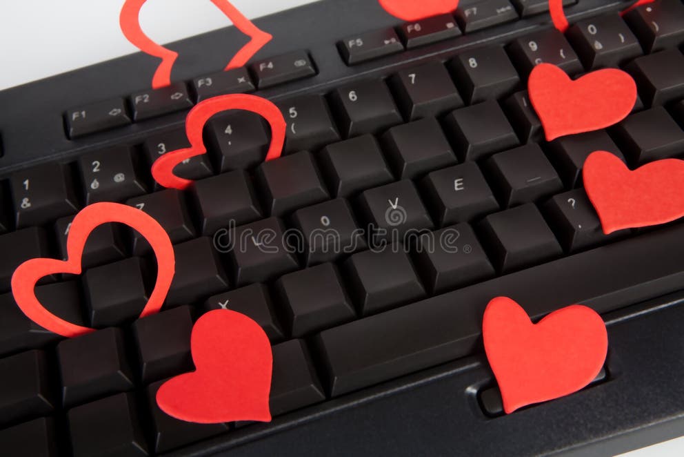 Hearts on a keyboard stock photo. Image of romance, button - 12446884