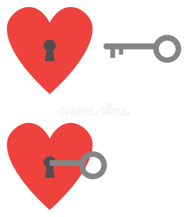 Hearts with Keyholes and Key Unlocking Stock Vector - Illustration of ...