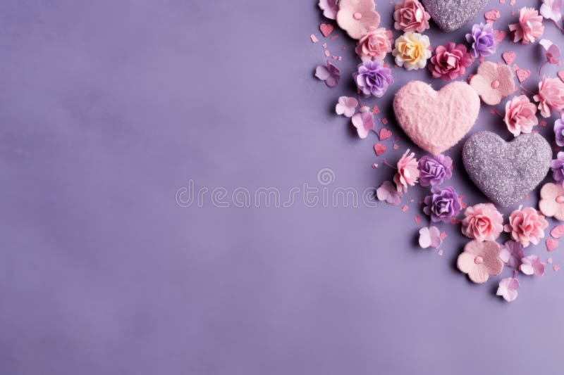 Hearts on Lavender Background with Copy Space, Valentines Day ...