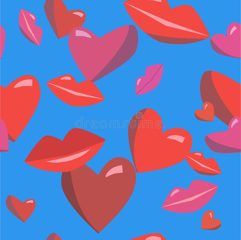 Hearts and lips pattern stock vector. Illustration of decor - 81389737