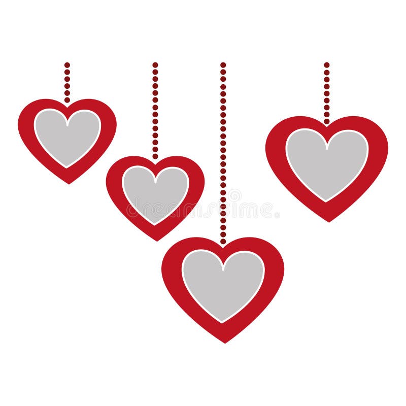 Hearts Hanging To Valentines Day Decoration Stock Vector - Illustration ...