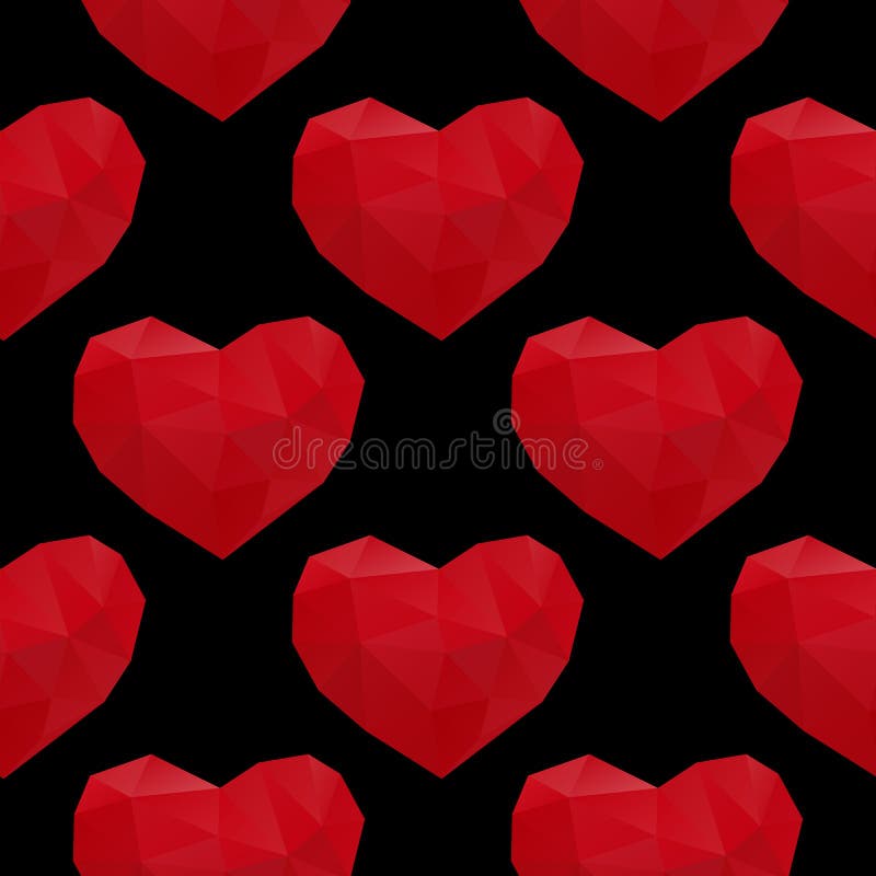 Hearts low poly seamless stock vector. Illustration of decoration ...