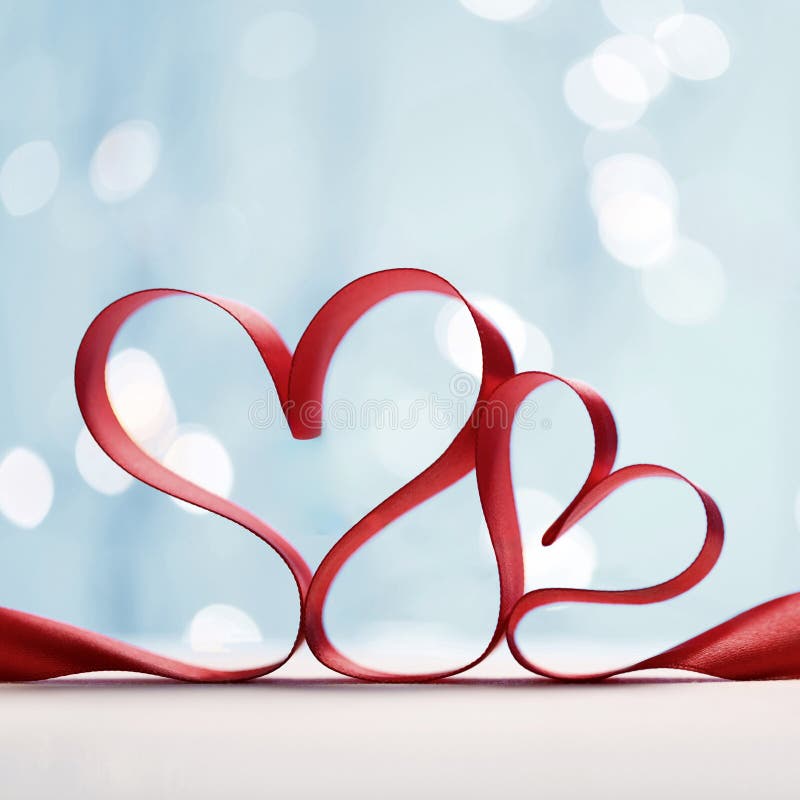 Hearts Made from Red Ribbon. Valentine S Card Stock Image - Image of ...