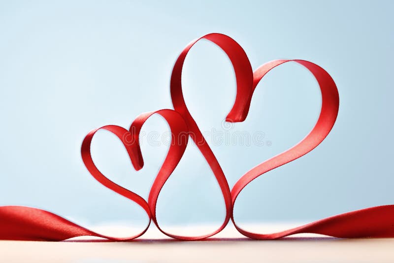 Hearts Made from Red Ribbon. Valentine S Card Stock Image - Image of ...