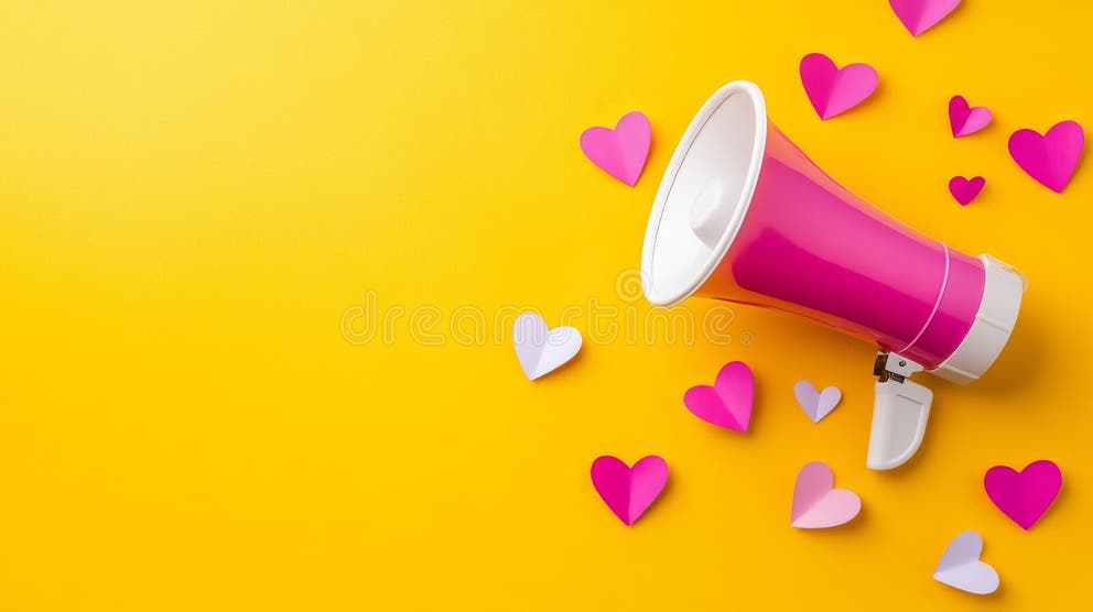 Hearts and Megaphone Speech Bubbles Represent Messages of Affection ...