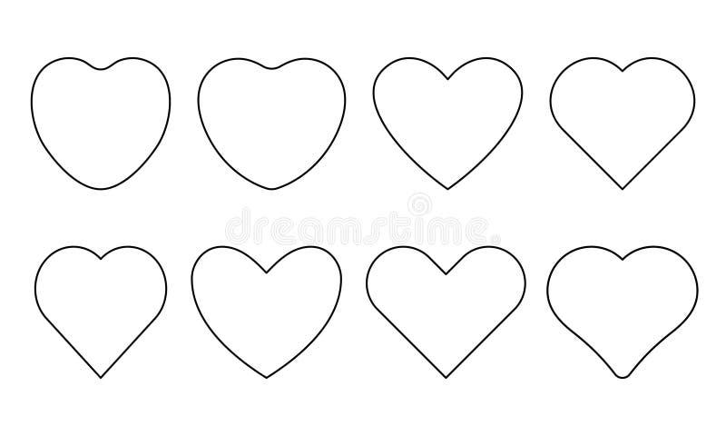 Hearts Outline Set Isolated on a White Background. Editable Stroke ...