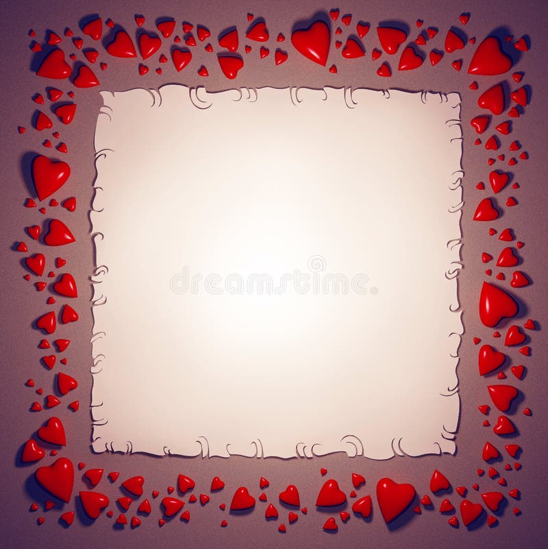 Hearts and Paper Sheet Frame Stock Illustration - Illustration of ...