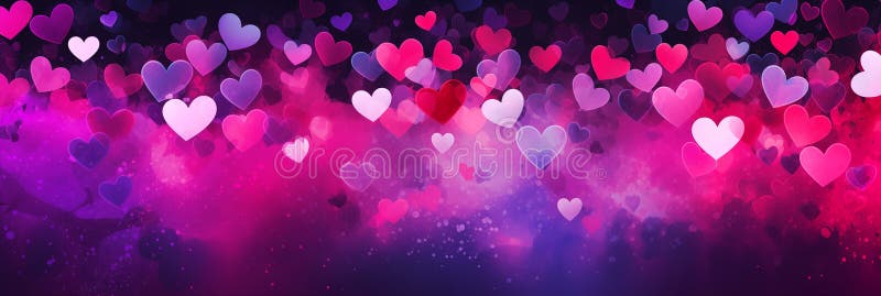 Hearts Pattern Background Banner. Valentine S Day. Panoramic Web Header ...