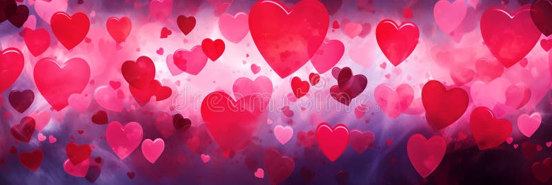 Hearts Pattern Background Banner. Valentine S Day. Panoramic Web Header ...
