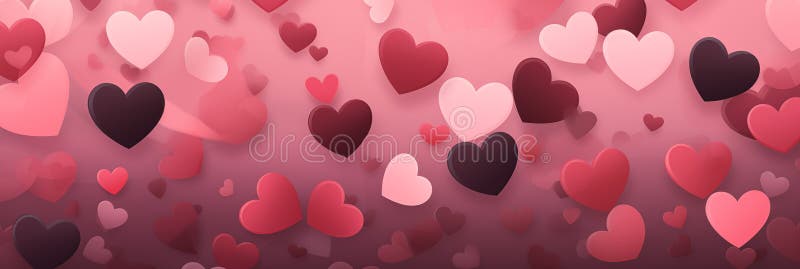 Hearts Pattern Background Banner. Valentine S Day. Panoramic Web Header ...