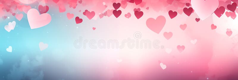 Hearts Pattern Background Banner. Valentine S Day. Panoramic Web Header ...