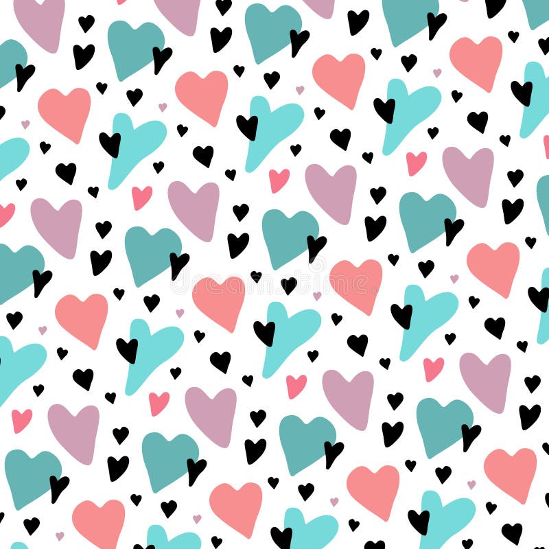 Hearts. Pattern with Multi-colored Hearts of Different Sizes and Shapes ...