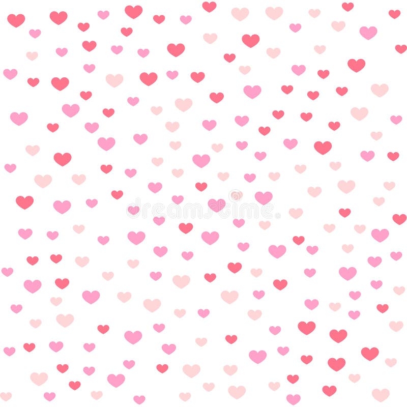 Hearts Pattern, Pink Heart Background, Isolated on White, Vector ...