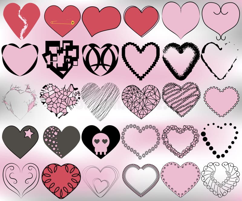 Set Of Decorative Hearts In Different Styles. Stock Vector ...
