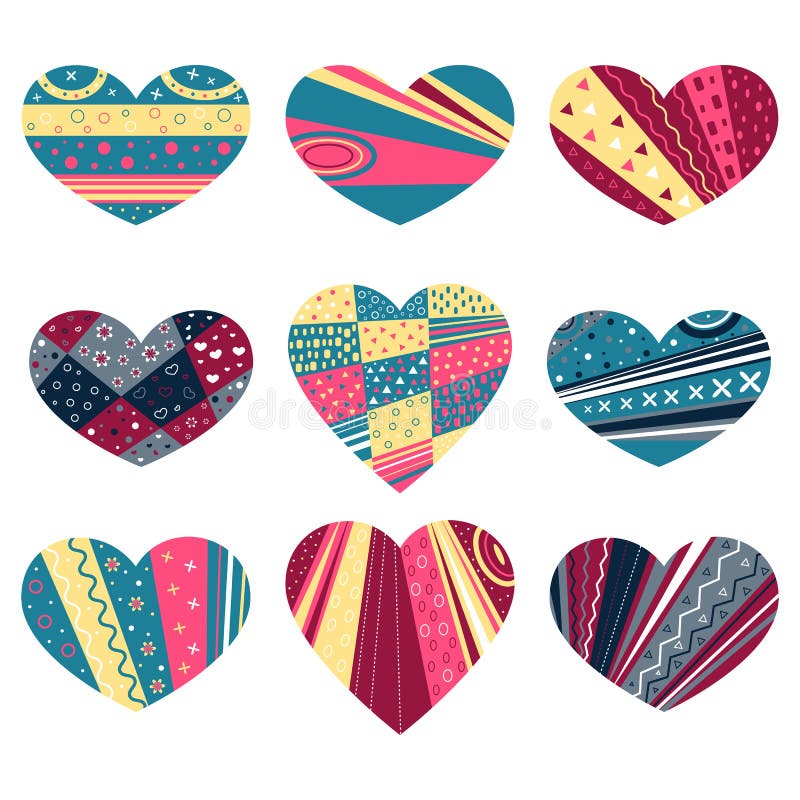 Hearts with patterns stock vector. Illustration of ideas - 45811481