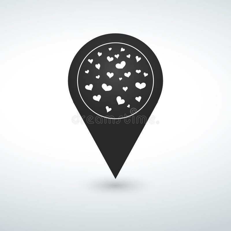 Hearts Pin Map Icon on a White Background Stock Illustration ...