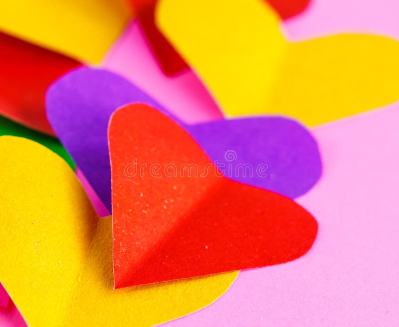Hearts on pink paper stock photo. Image of pink, card - 49440414