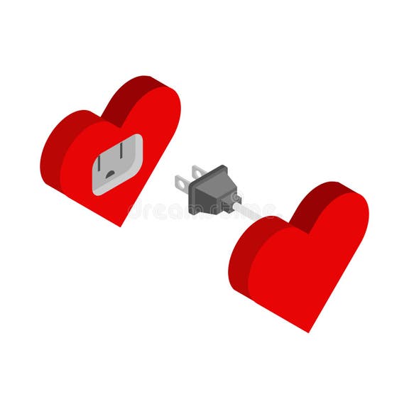 Hearts with Plug and Socket. Concept Mutual Love Stock Illustration ...
