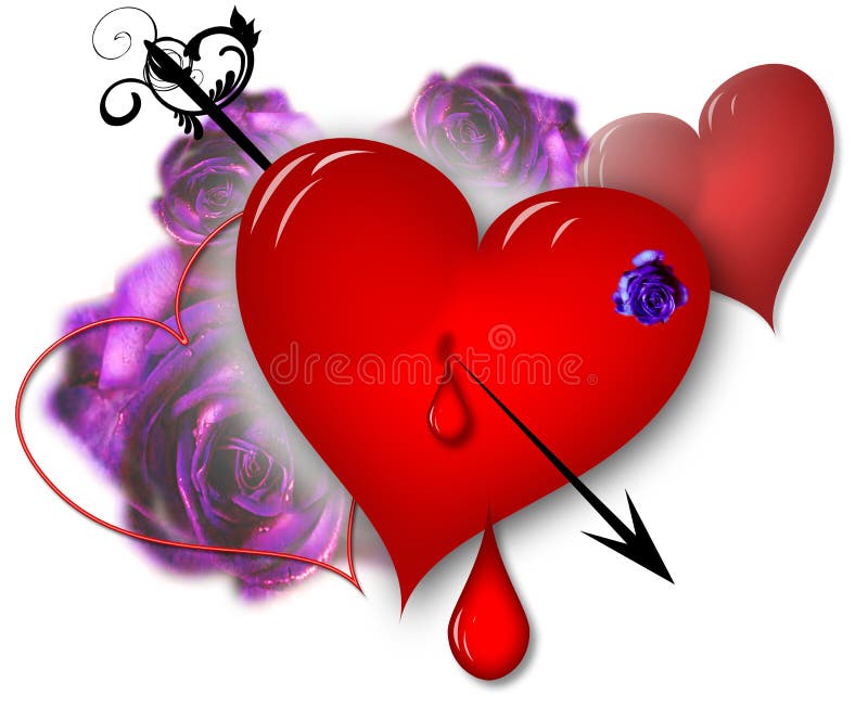 Hearts and roses stock illustration. Illustration of broken - 7858857