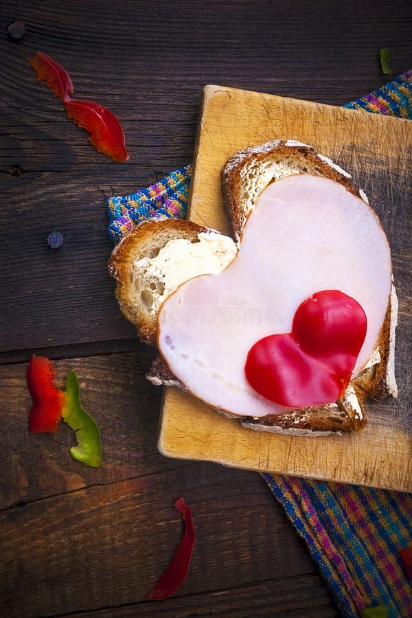 Hearts Sandwich Shape Bread Food Stock Image - Image of taste ...
