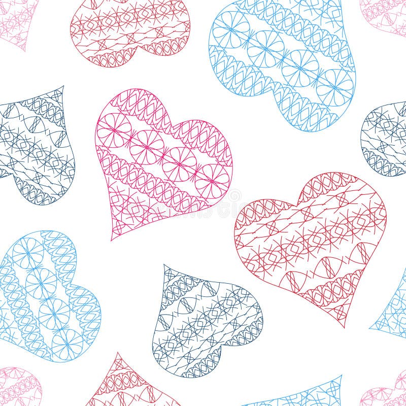 Multicolored Hearts on a White Background. Seamless Pattern Design ...