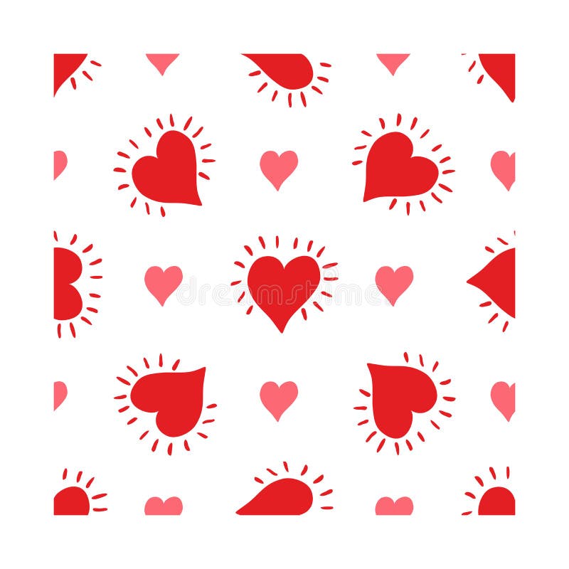 Hearts Seamless Pattern. Hearts on a White Isolated Background. Stock ...