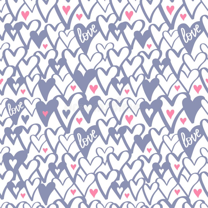 Hearts Seamless Vector Pattern Stock Vector - Illustration of doodle ...