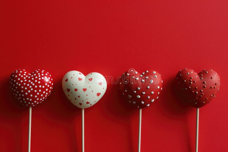 Hearts in Sequence: a Sequence of Heart-shaped Objects on Sticks, Each ...