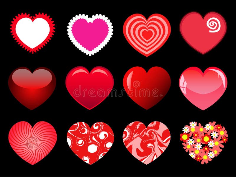 Hearts set stock vector. Illustration of beautiful, happy - 12814309