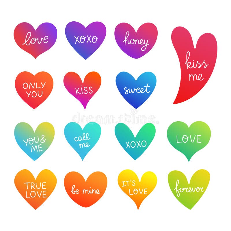 Hearts Set. Hand Drawn Hearts Vector. Design Elements for Valentines ...