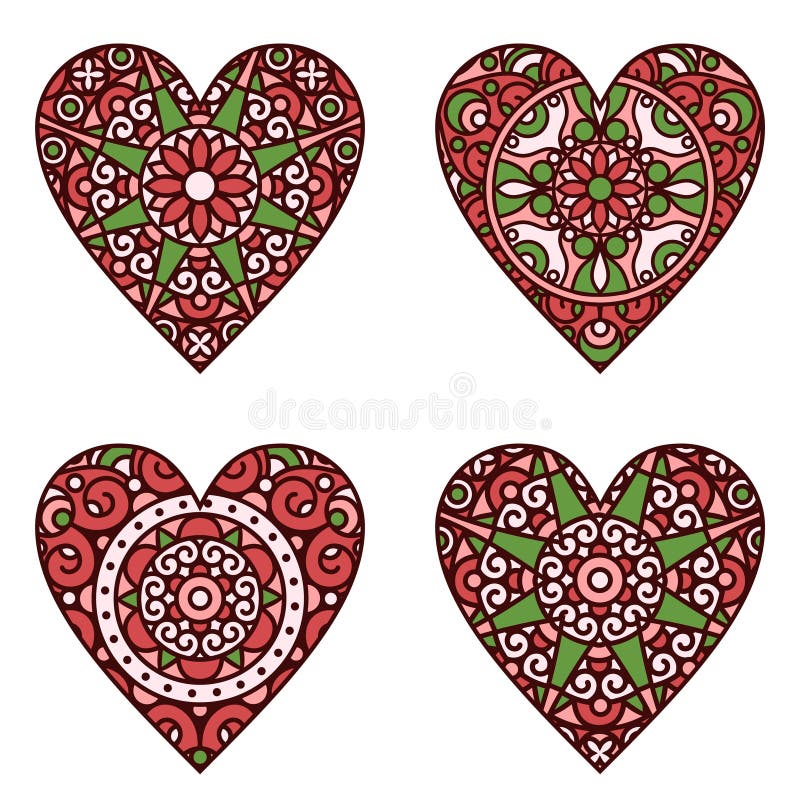 Hearts set stock vector. Illustration of collection, retro - 61565731