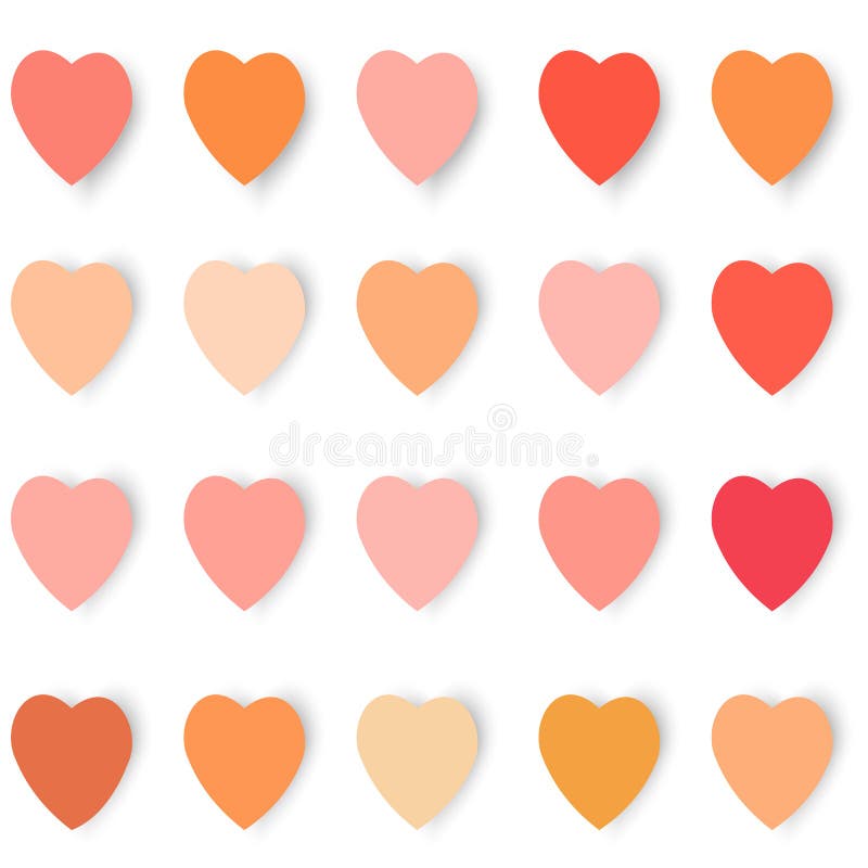 Hearts with Shadows in Different Colors, Vector Stock Vector ...