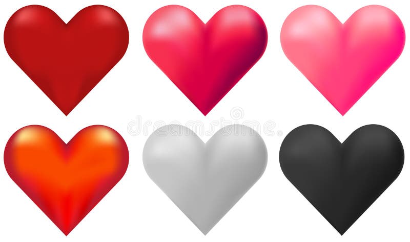 Hearts in Six Different Colors Stock Vector - Illustration of accessory ...