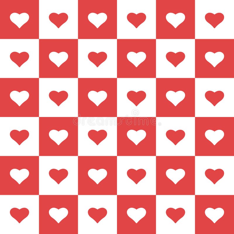 Hearts in Square Vector Seamless Pattern in Red and White Color Stock ...