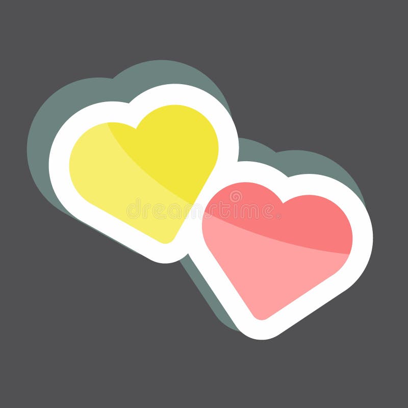 Hearts Sticker in Trendy Isolated on Black Background Stock ...