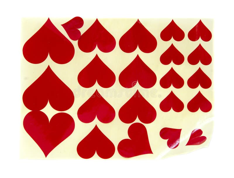 Hearts Stickers on Isolated Paper Page Stock Image - Image of heart ...