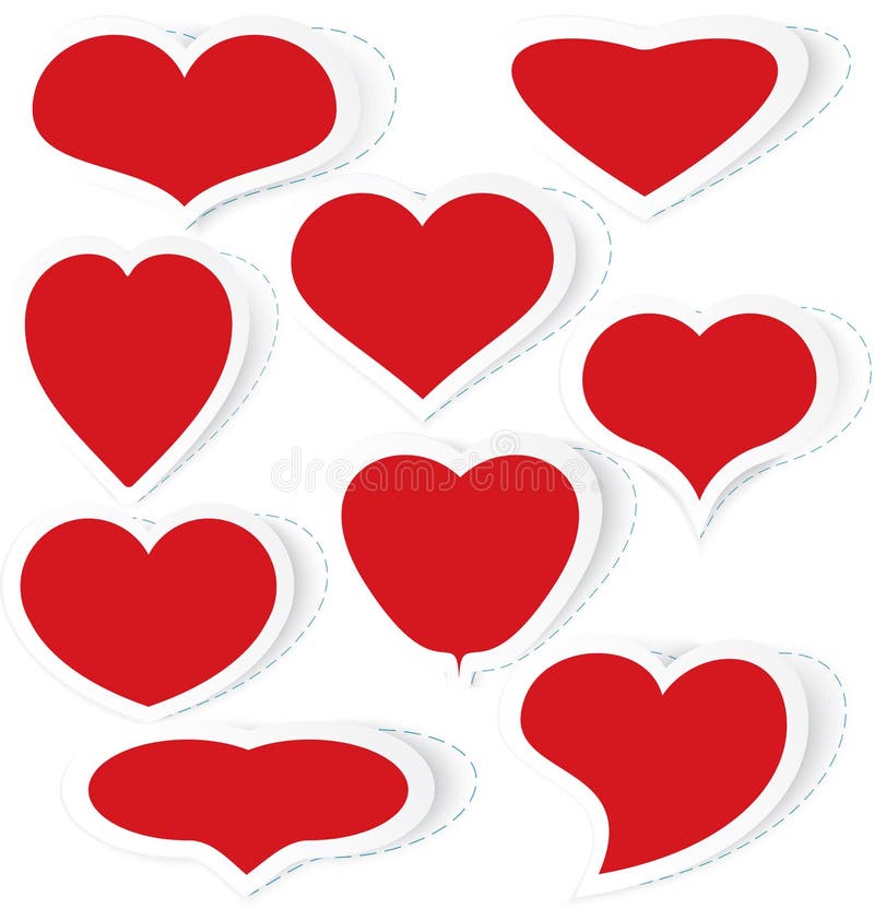 Heart Stickers Red Envelope Vector Stock Vector - Illustration of paper ...