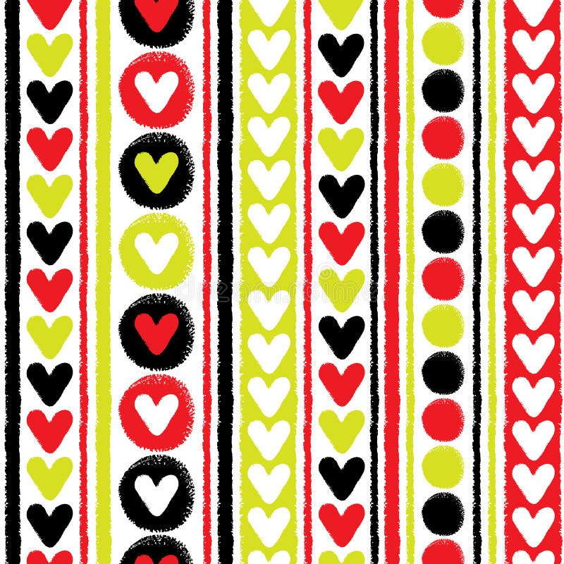 Set of Hearts, Stripes and Dots Seamless Patterns Stock Vector ...