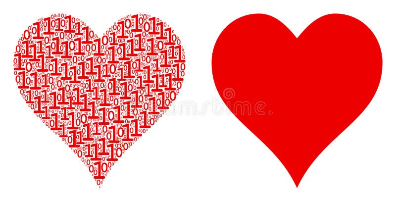 Hearts Suit Collage of Binary Digits Stock Vector - Illustration of ...