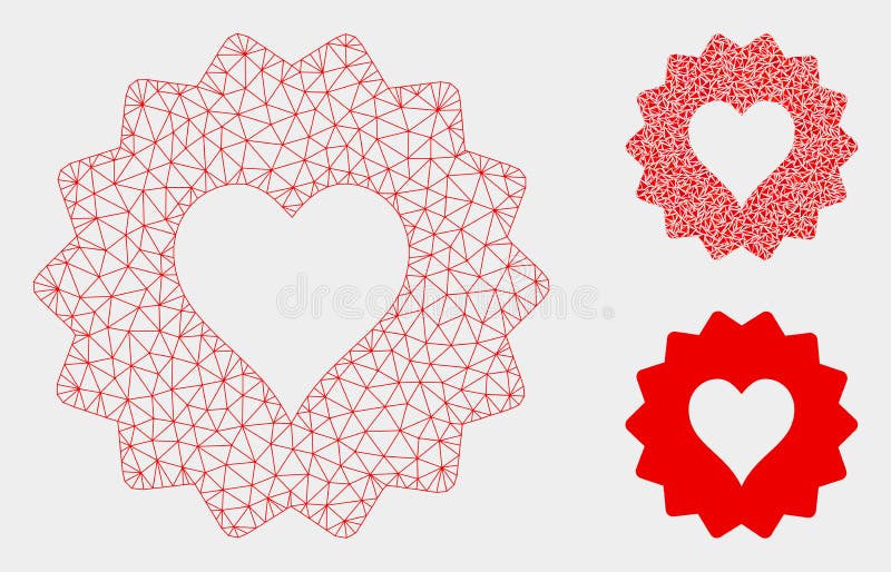 Hearts Token Vector Mesh 2D Model and Triangle Mosaic Icon Stock Vector ...