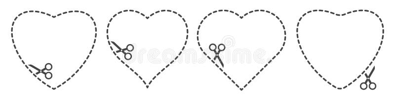 Hearts of Various Shapes. Scissors Cut Shape. Flat Vector Illustration ...