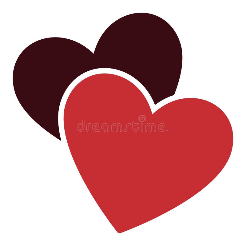 2 Hearts Vector Icon or Sign Representing Love - Flat Style Stock ...
