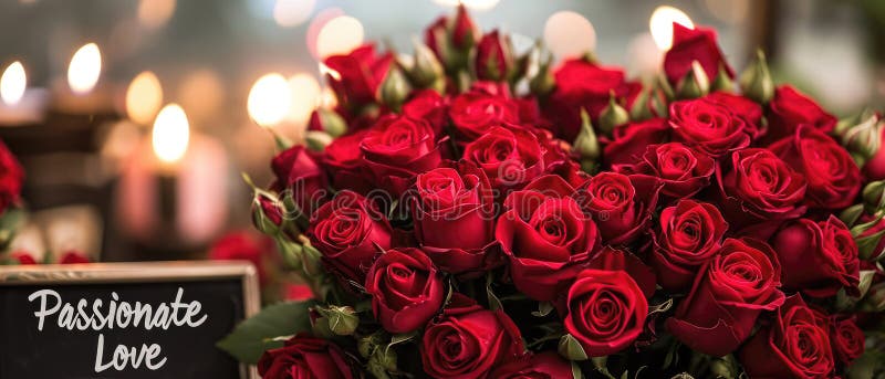 A Heartshaped Bouquet of Red Roses with the Title Passionate Love Stock ...