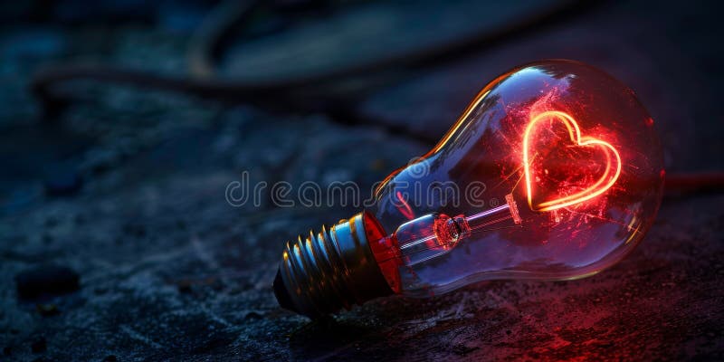 A Heartshaped Light Bulb is Placed on a Dark Surface, Representing a ...