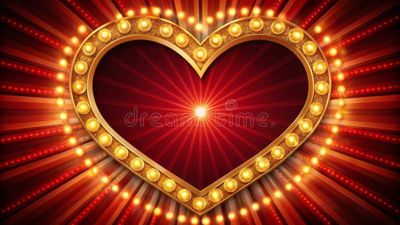 HeartShaped Stage Light Frame with Ornate Gold Borders Dramatic ...