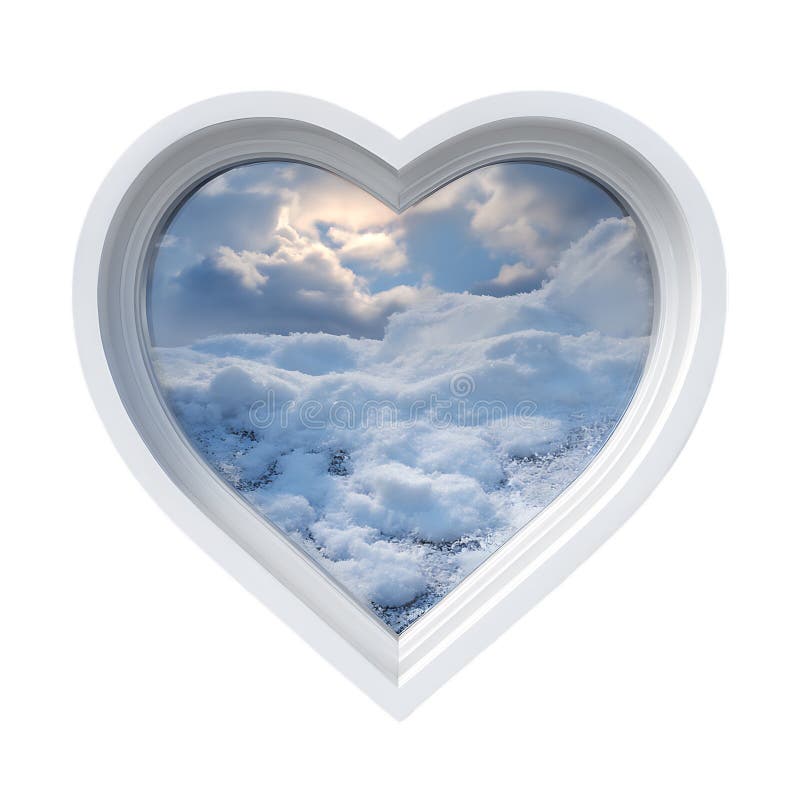 HeartShaped Window Winter Wonderland View on Transparent Background ...