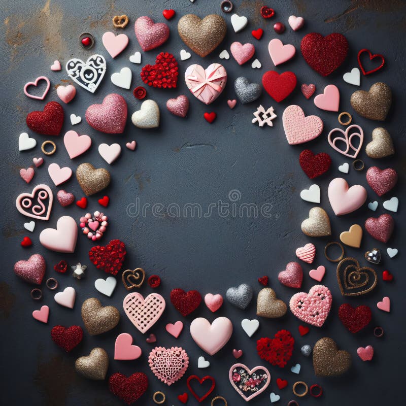 Holiday Frame with Mixed Hearts for Valentines Day, Perfect Background ...